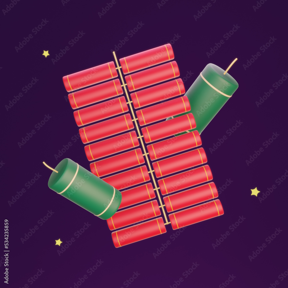 3d illustration for diwali of traditional green and red fire cracker ...