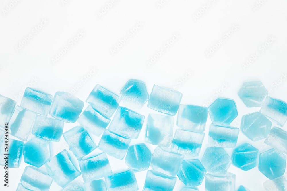 Blue ice cubes isolated white background. freshness. freezing. frozen ...