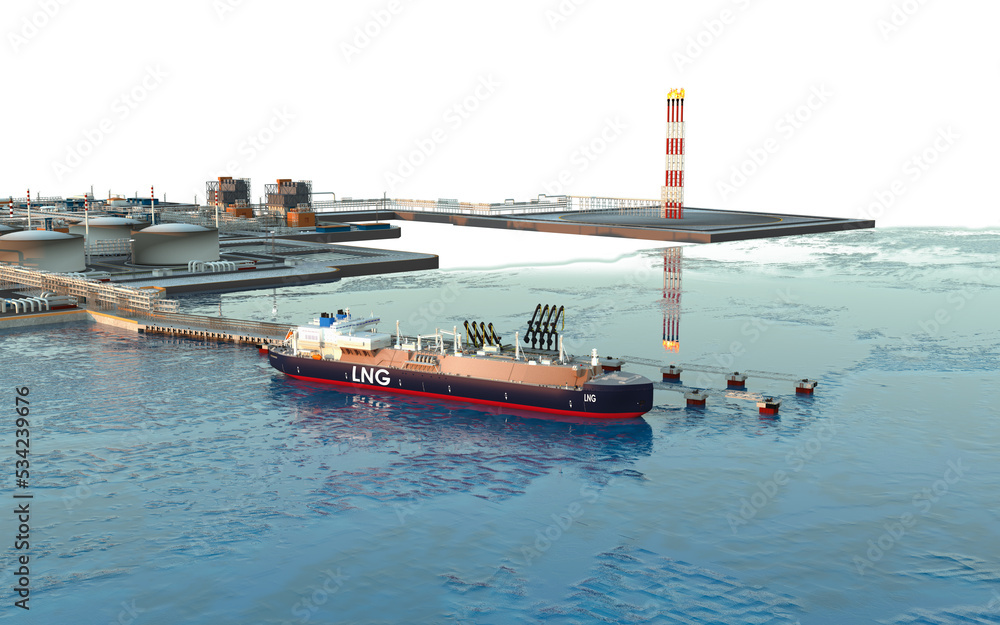 Seaport. The territory of the LNG plant with infrastructure and the ...