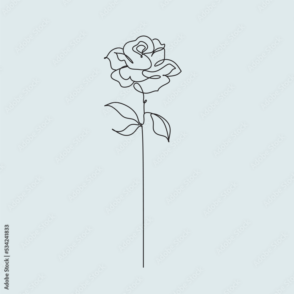 Rose One Line Drawing. Continuous Line of Simple Flower Illustration ...