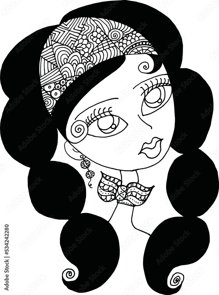 Black and white beauty hair mandala pattern design vector drawing Stock ...