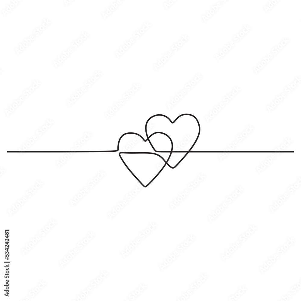 heart vector line illustration. Line drawing linear continuous symbol ...