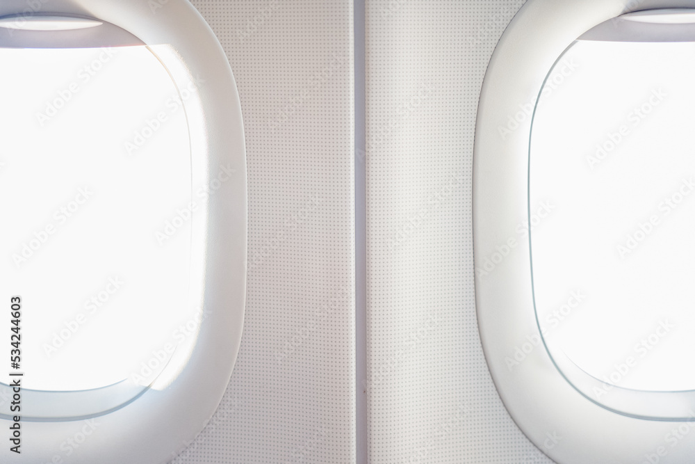 Windows of modern plane in daytime Stock Photo | Adobe Stock