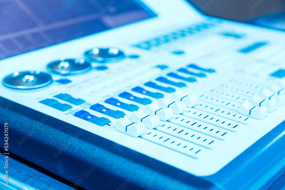 Professional stage lighting control panel with keys. Stock Photo ...