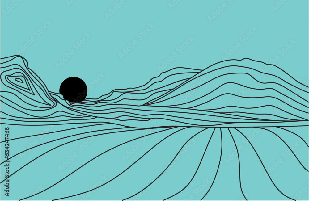 abstract elevation wavy topography strip line for concept about minimal ...