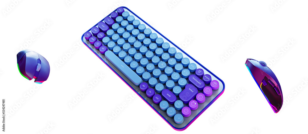 Mouse and keyboard, isolated on a white background. Gaming equipment ...