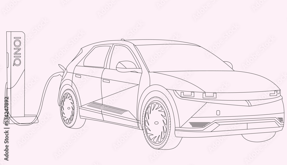 2022 Hyundai Ionic 5. Electric Vehicle EV Graphic.Vector classic car ...