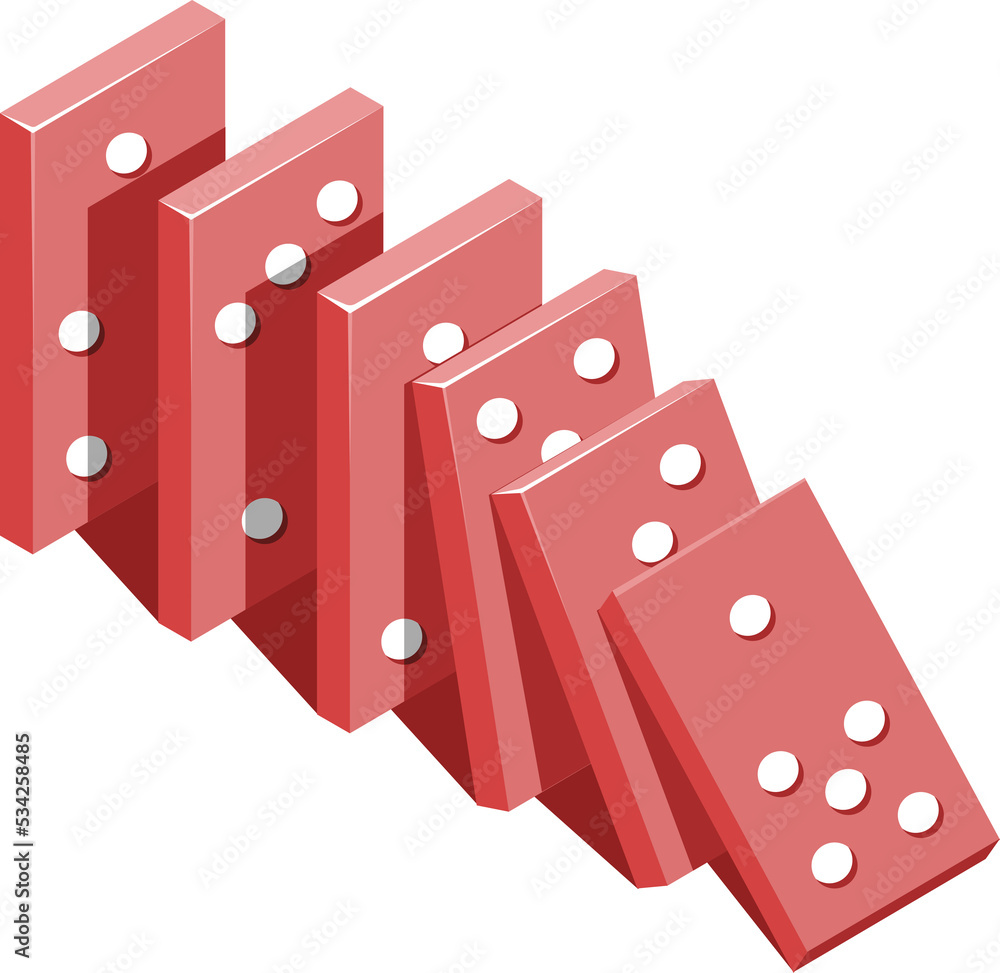 Cartoon illustration isolated object toy collapsing dominoes Stock ...