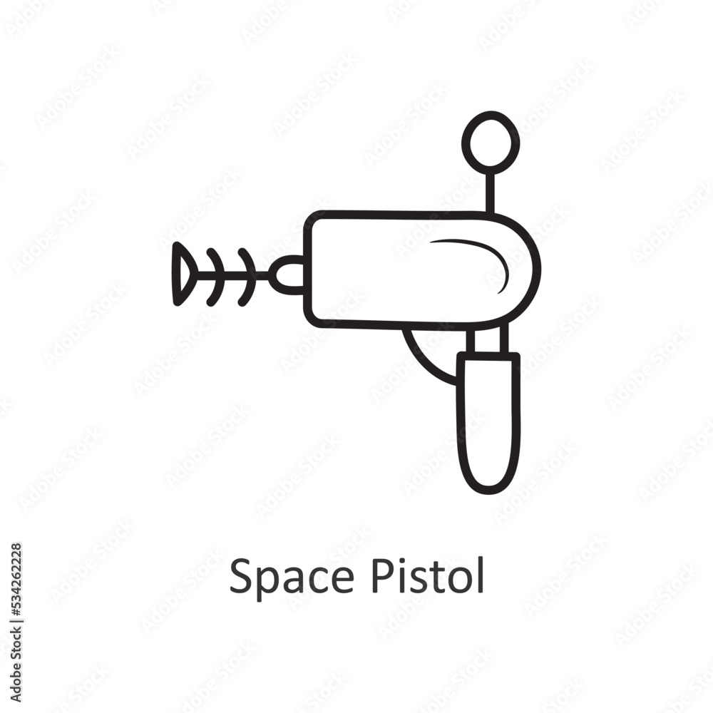 Space Pistol Vector outline Icon Design illustration. Space Symbol on ...