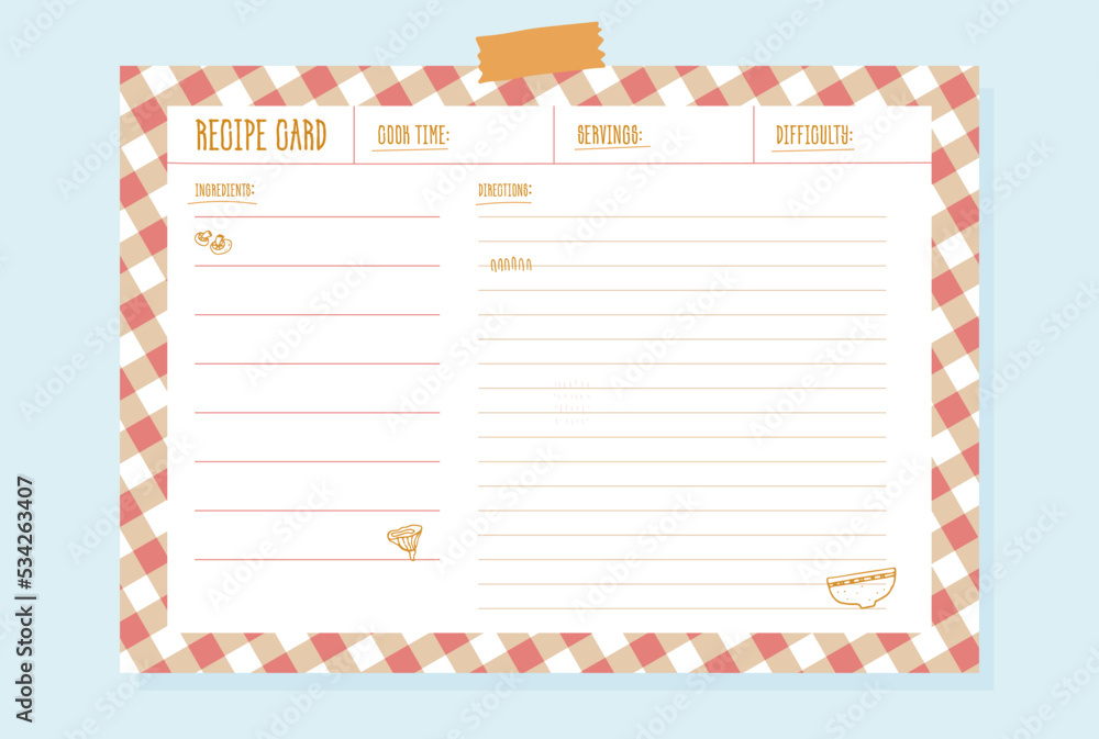 Recipe card for banner design. Food retro background. Stock Vector ...