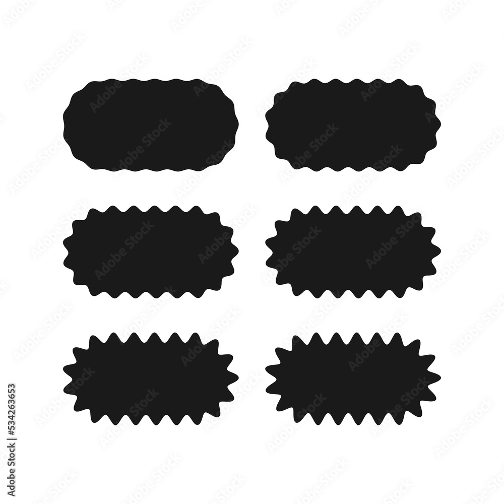 Wavy Edge Rounded Rectangle Icon Set Stock Vector | Adobe Stock
