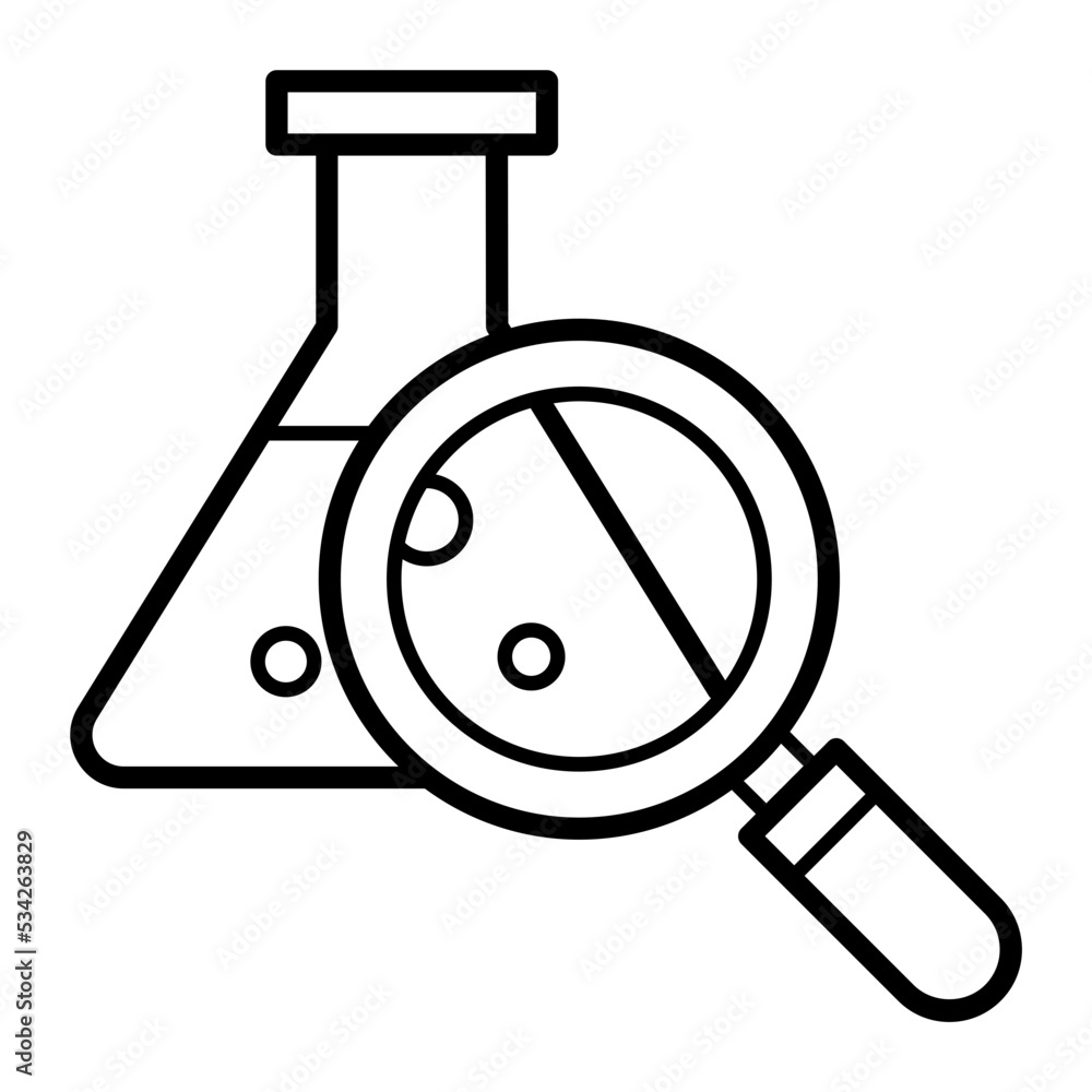 Mixing titration flask vector line icon design, Biochemistry symbol ...