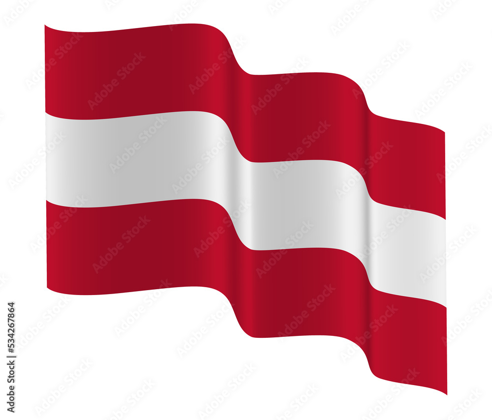 Flag of the Austria, national symbol of Austria isolated on white Stock ...