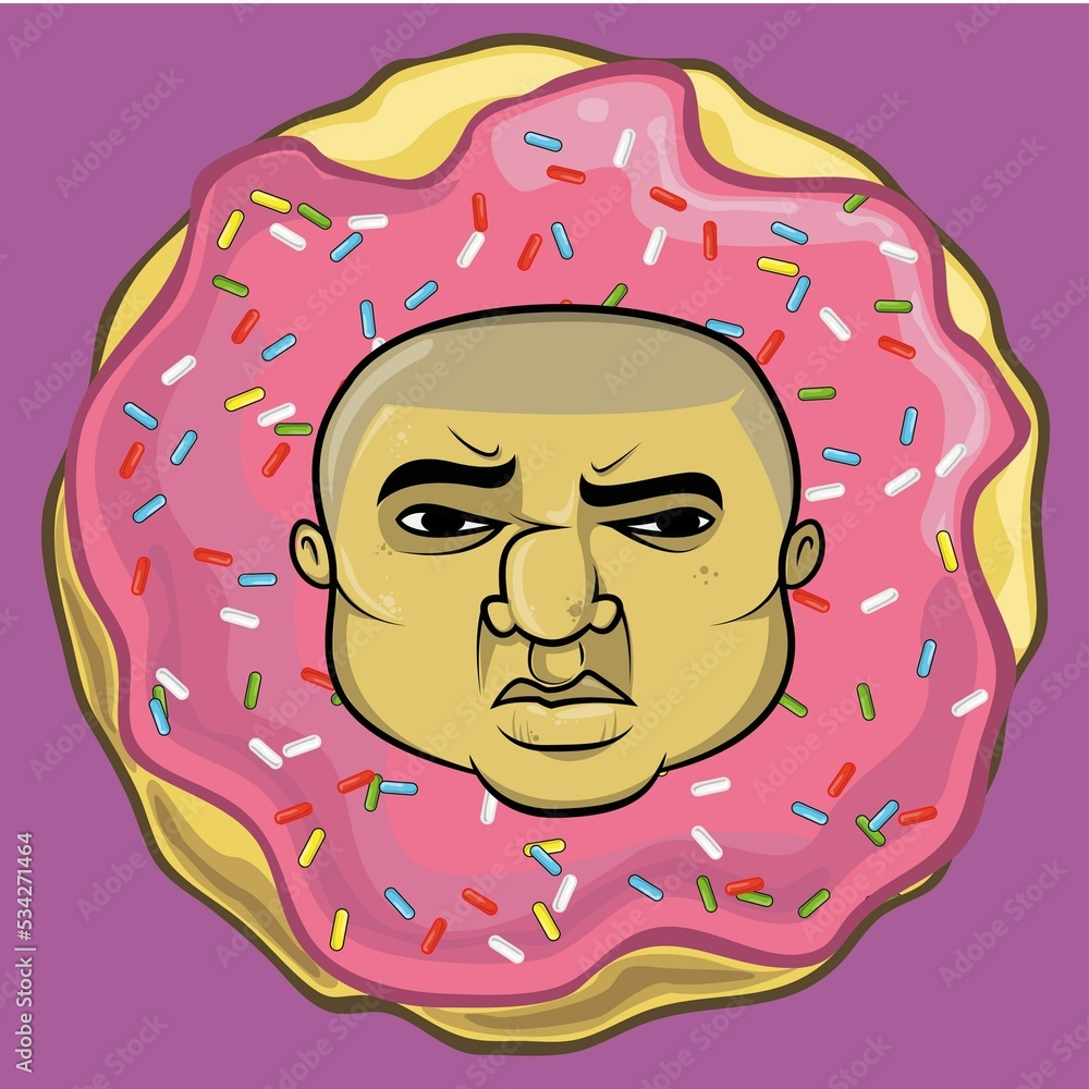Cartoon face with donut Stock Illustration | Adobe Stock