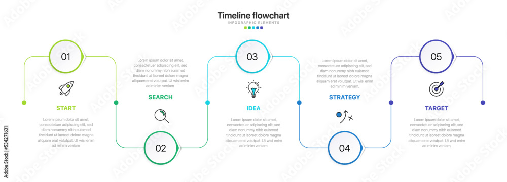 Timeline infographic design with 5 options or steps. Infographics for ...