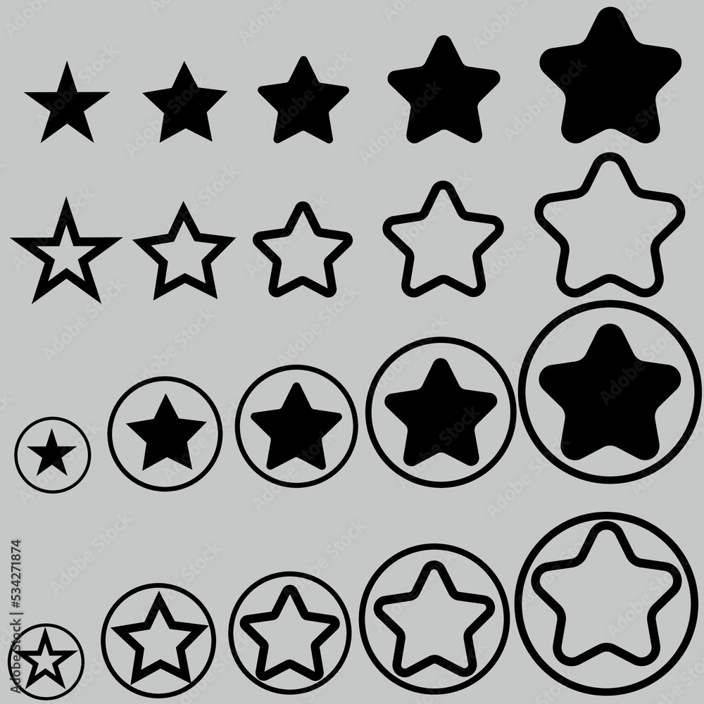Vector set of stars of different sizes for your applications and ...