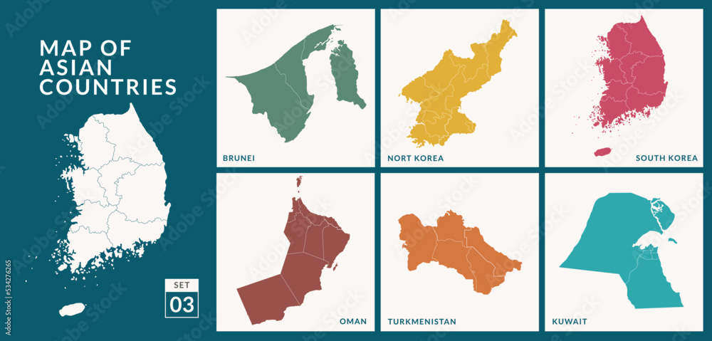 Maps of Asian countries countries, South korea, North korea, Brunei ...