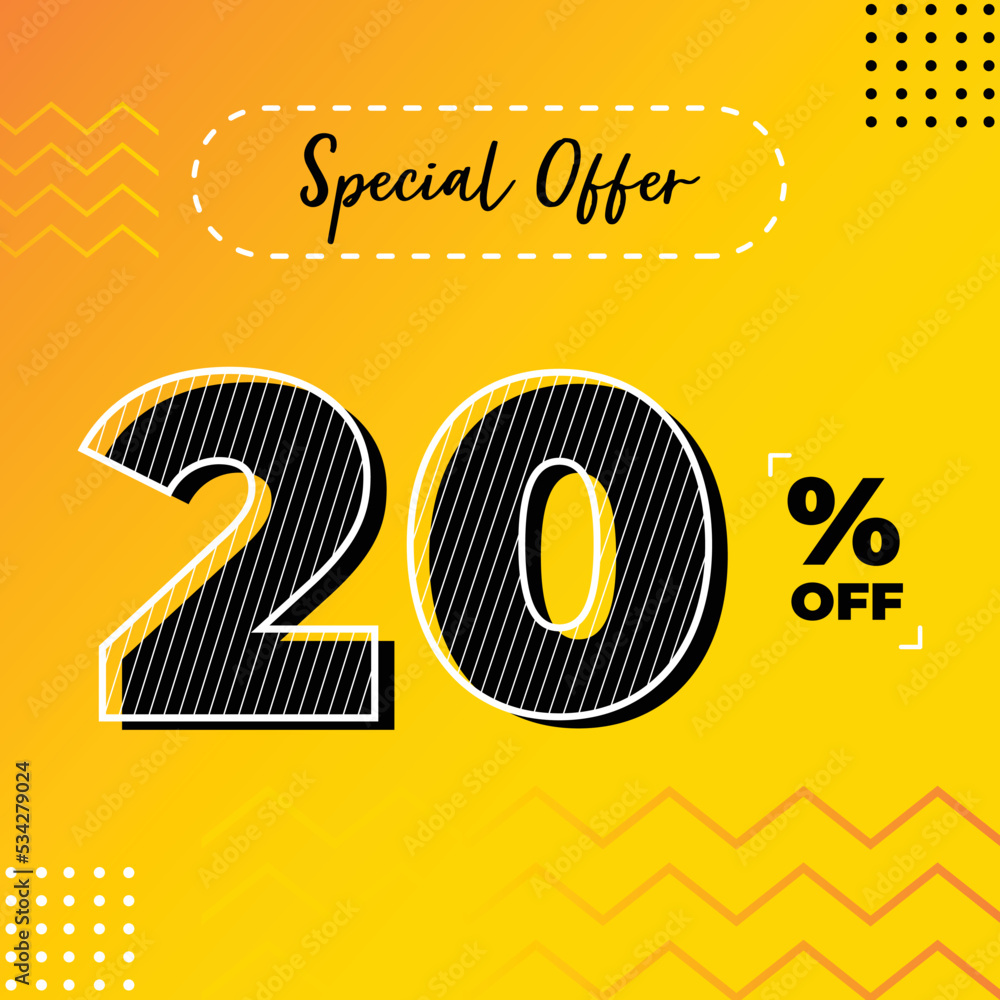 20 percent off. Design Template for Special Offer Marketing. 20% ...