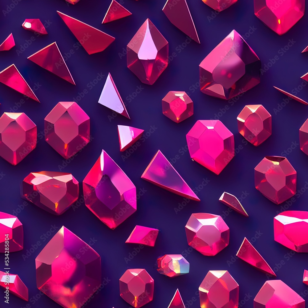 Ruby crystal texture tiles. Magic seamless pattern with colorful shiny ...