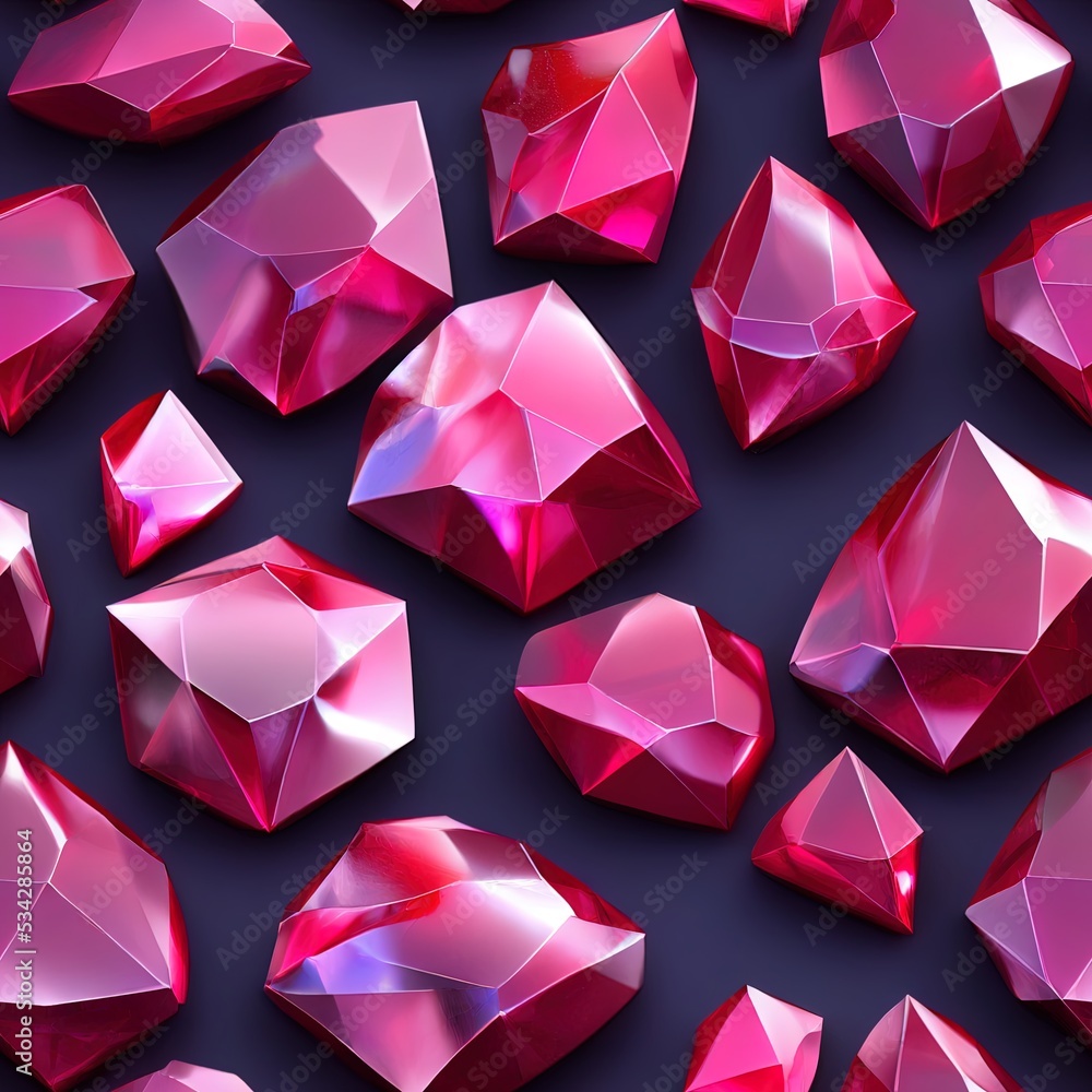 Ruby crystal texture tiles. Magic seamless pattern with colorful shiny ...