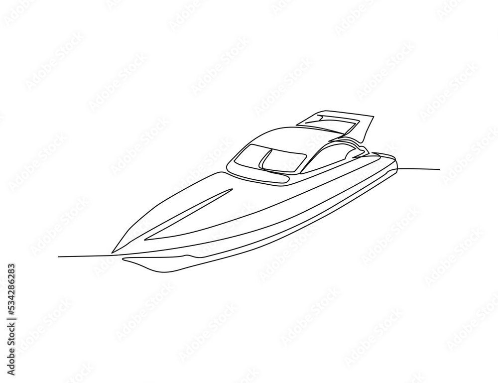 Continuous one line drawing of Yacht. Boat line art drawing vector ...