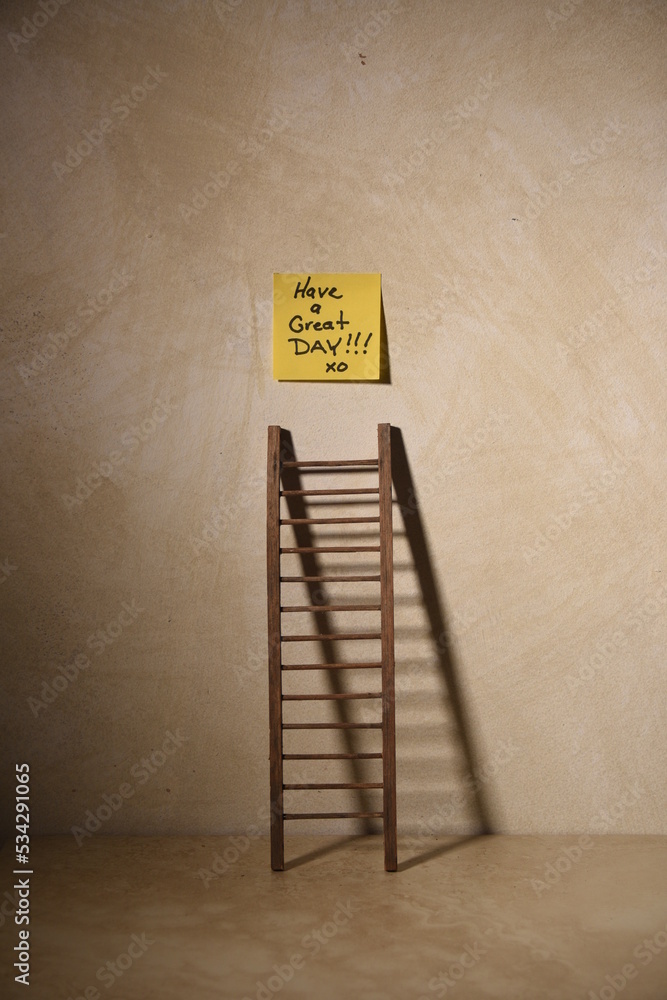ladder leading up to have a great day sign Stock Photo | Adobe Stock