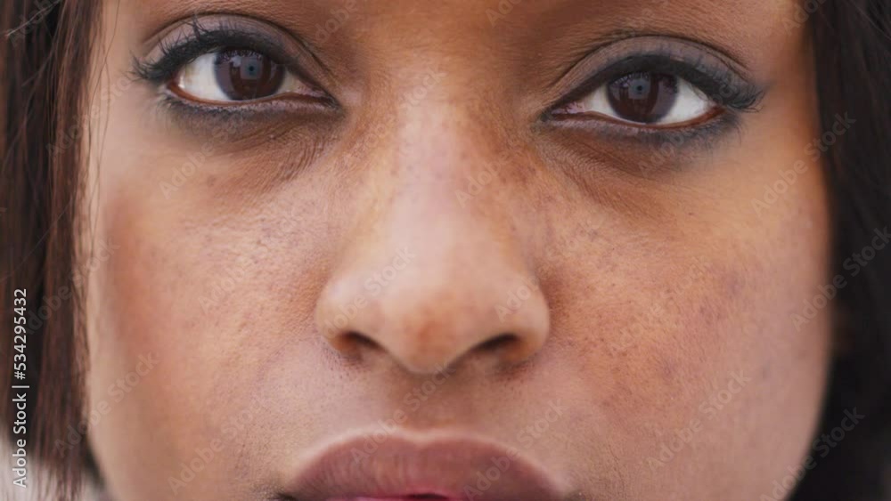 Face, beauty and empowerment with the eyes of a woman closeup and ...