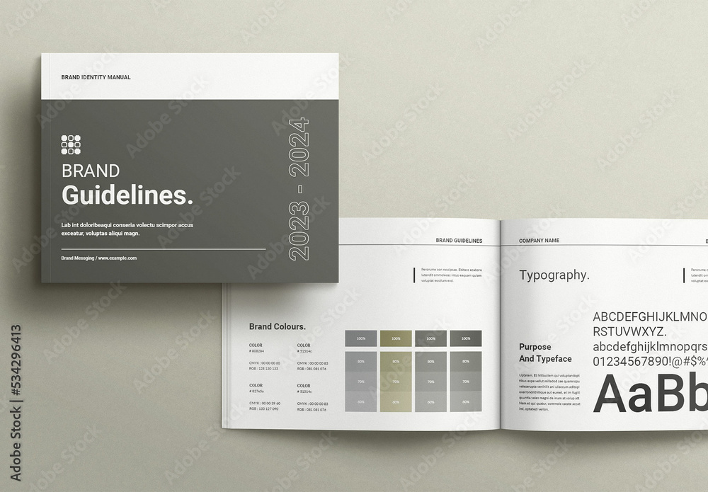 Brand Guidelines Layout - Landscape Stock Template | Adobe Stock