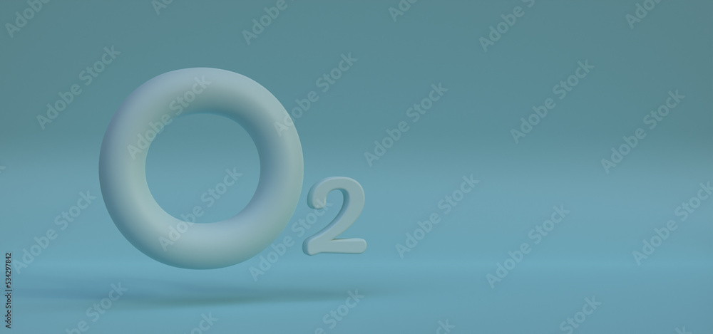 isolated O2 symbol 3d render, oxygen conceptual design 3d illustration ...