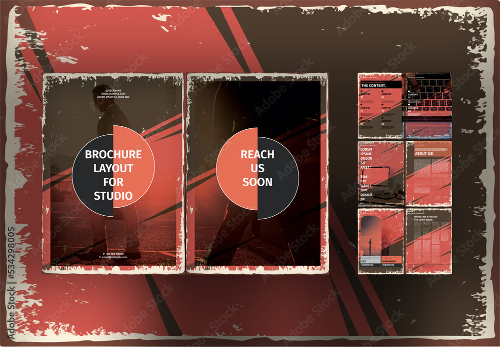 Brochure Layouts with Vintage Backgrounds Stock Template | Adobe Stock