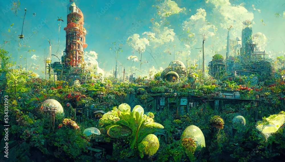 fantasy architecture. ancient clock tower. atompunk city. atompunk ...