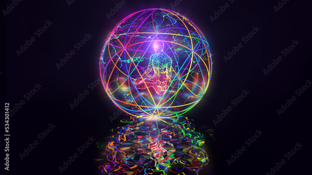 3d illustration of a meditative astral journey on an object from the ...