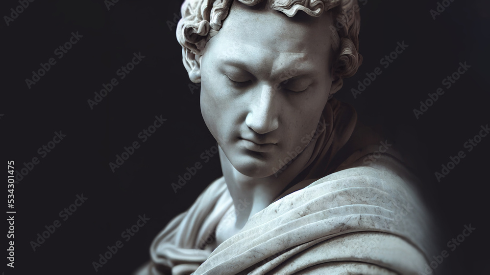 3D illustration of a Renaissance marble statue of Morpheus. He is the ...