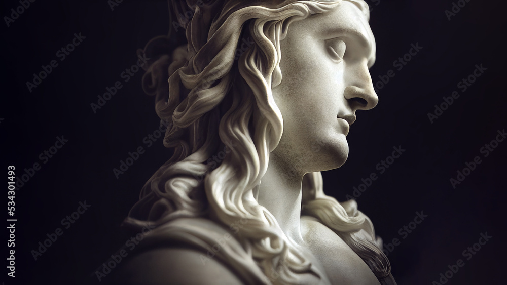 3D illustration of a Renaissance marble statue of Morpheus. He is the ...