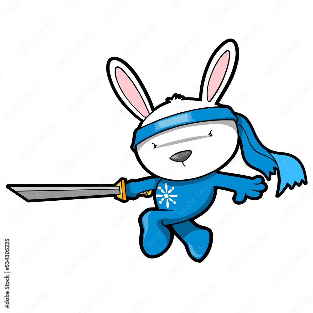 Ninja Warrior Bunny Rabbit PNG file with transparent background Stock ...