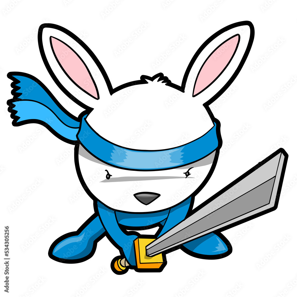 Ninja Warrior Bunny Rabbit PNG file with transparent background Stock ...
