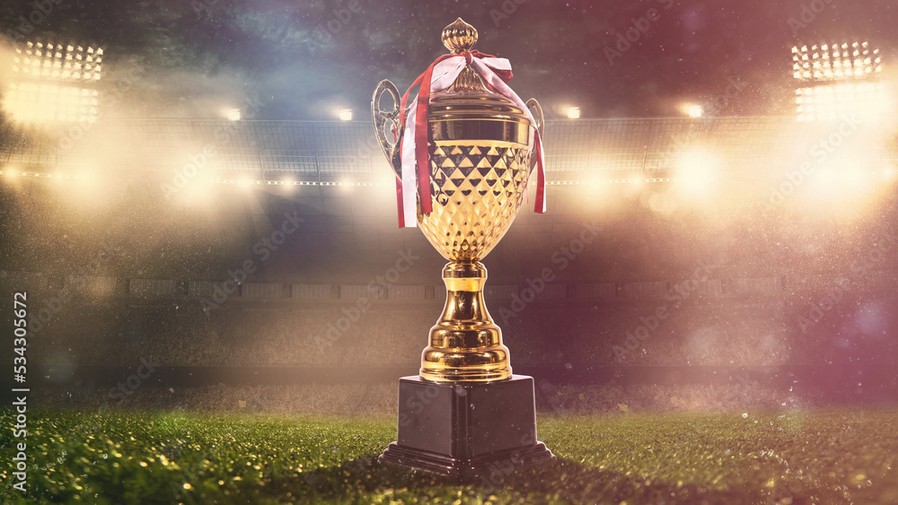 Trophy for the winning team of the championship in the center of the ...