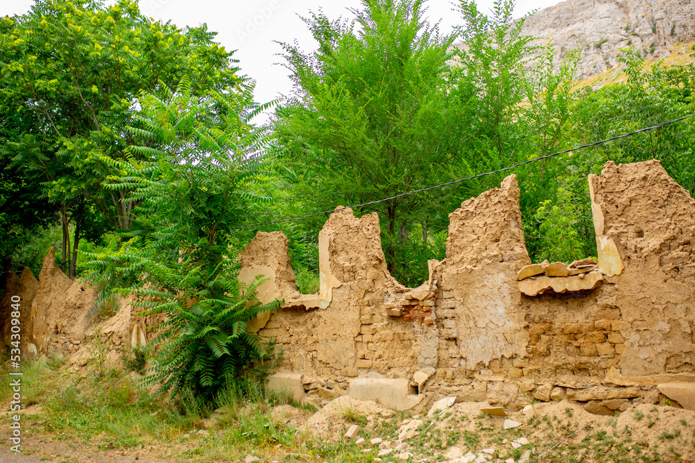 Destroyed and abandoned buildings of the city after the war, bombing ...
