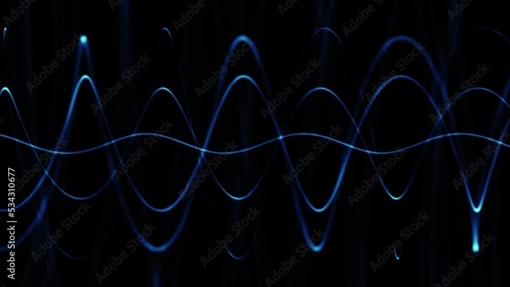 Vidéo Stock Sinusoidal wave lines looped animation on black background ...