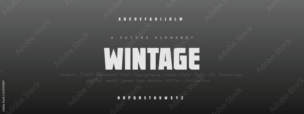 WINTAGE Luxury Minimal Modern Tech Alphabet Letter Fonts. Typography ...