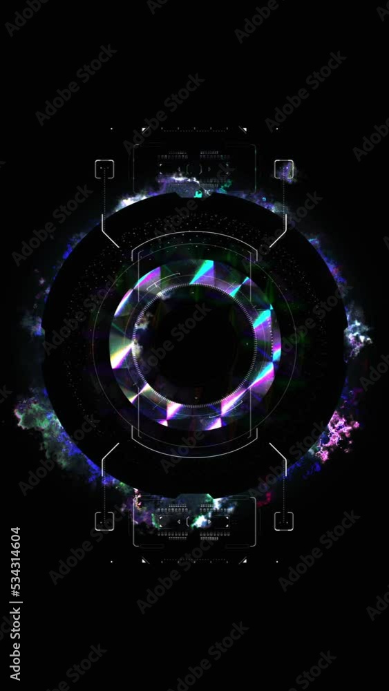 Target circle 9:16 heads up display design animation, rotating ...