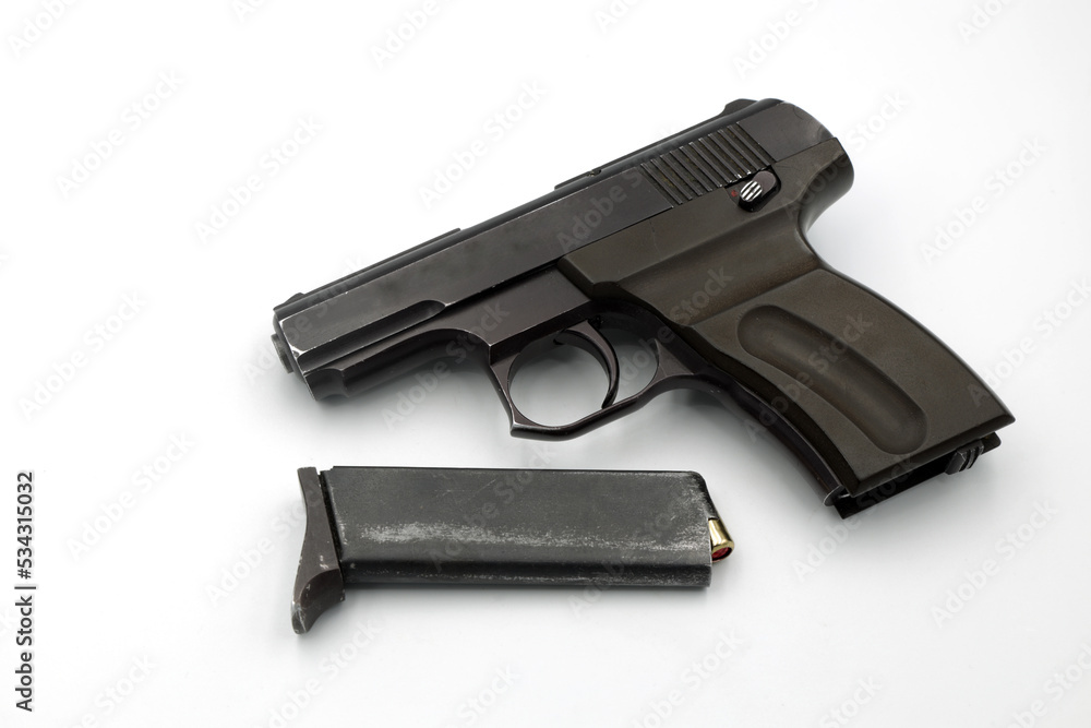 Pocket gas pistol on white background Stock Photo | Adobe Stock