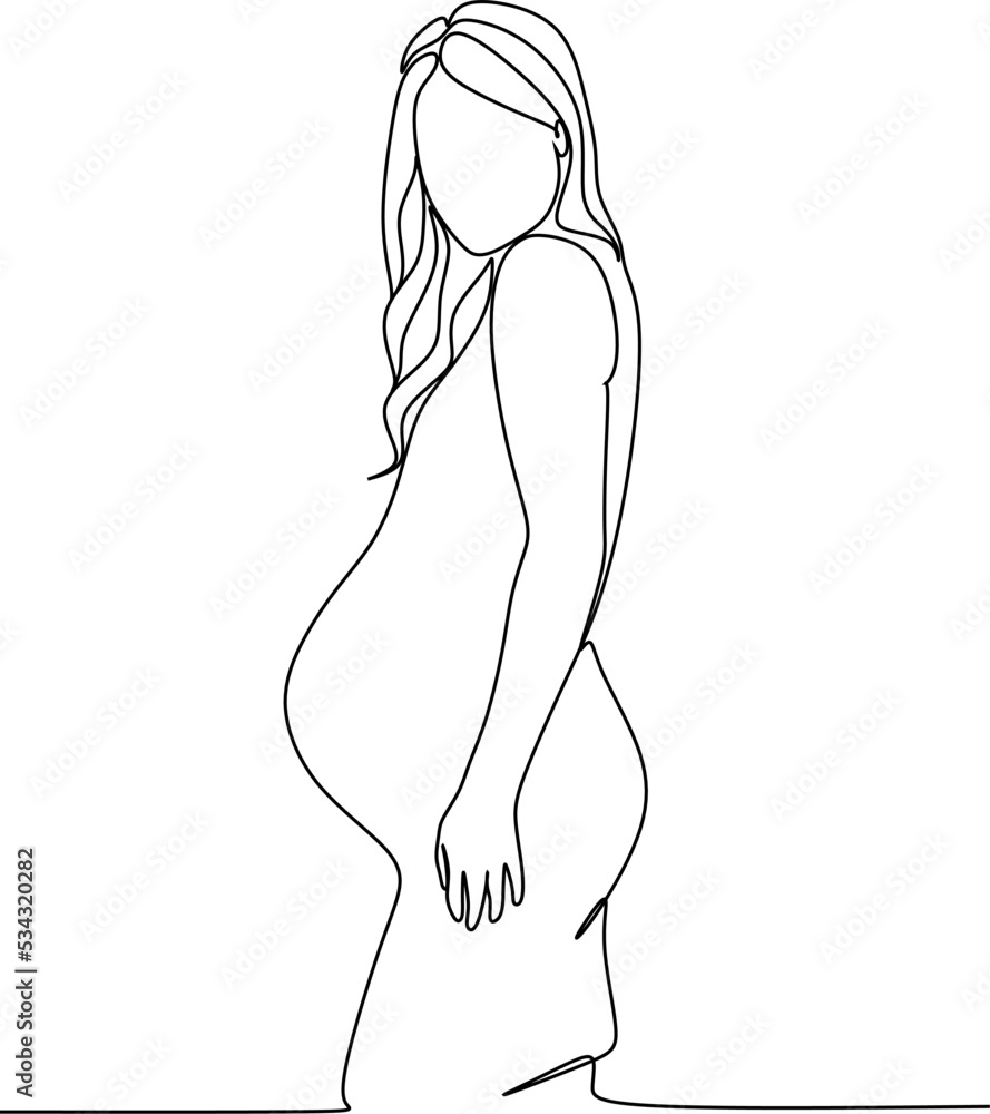 Continuous line drawing of pregnant woman vector illustration Stock ...