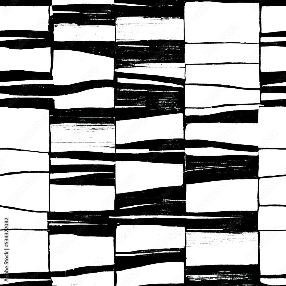 Seamless art deco stripe pattern. Black and white artistic paint ...