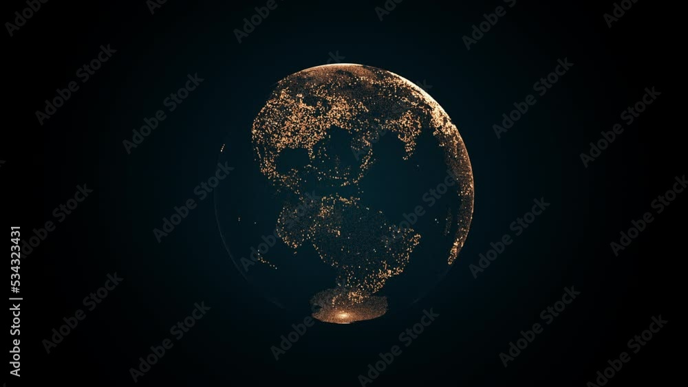 Vidéo Stock Animation of spinning golden Earth globe from flickering ...