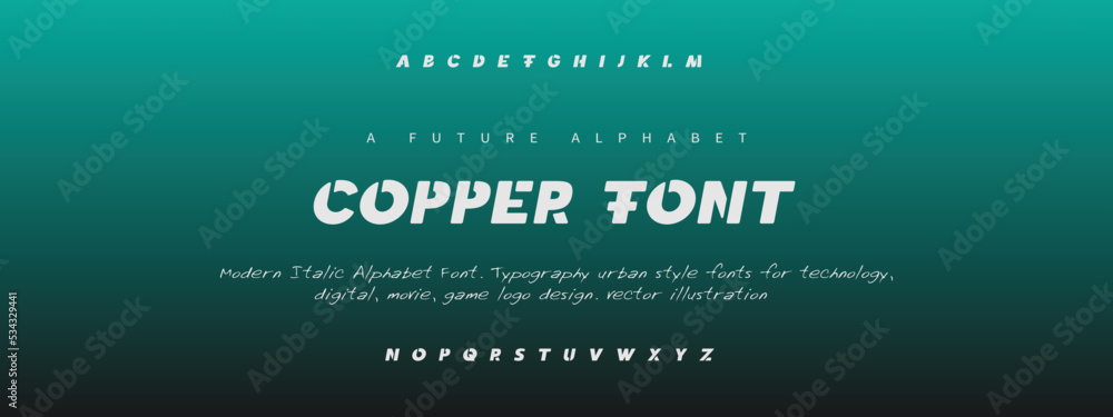 COPPER tech vector font typeface unique font design. Typeface urban ...