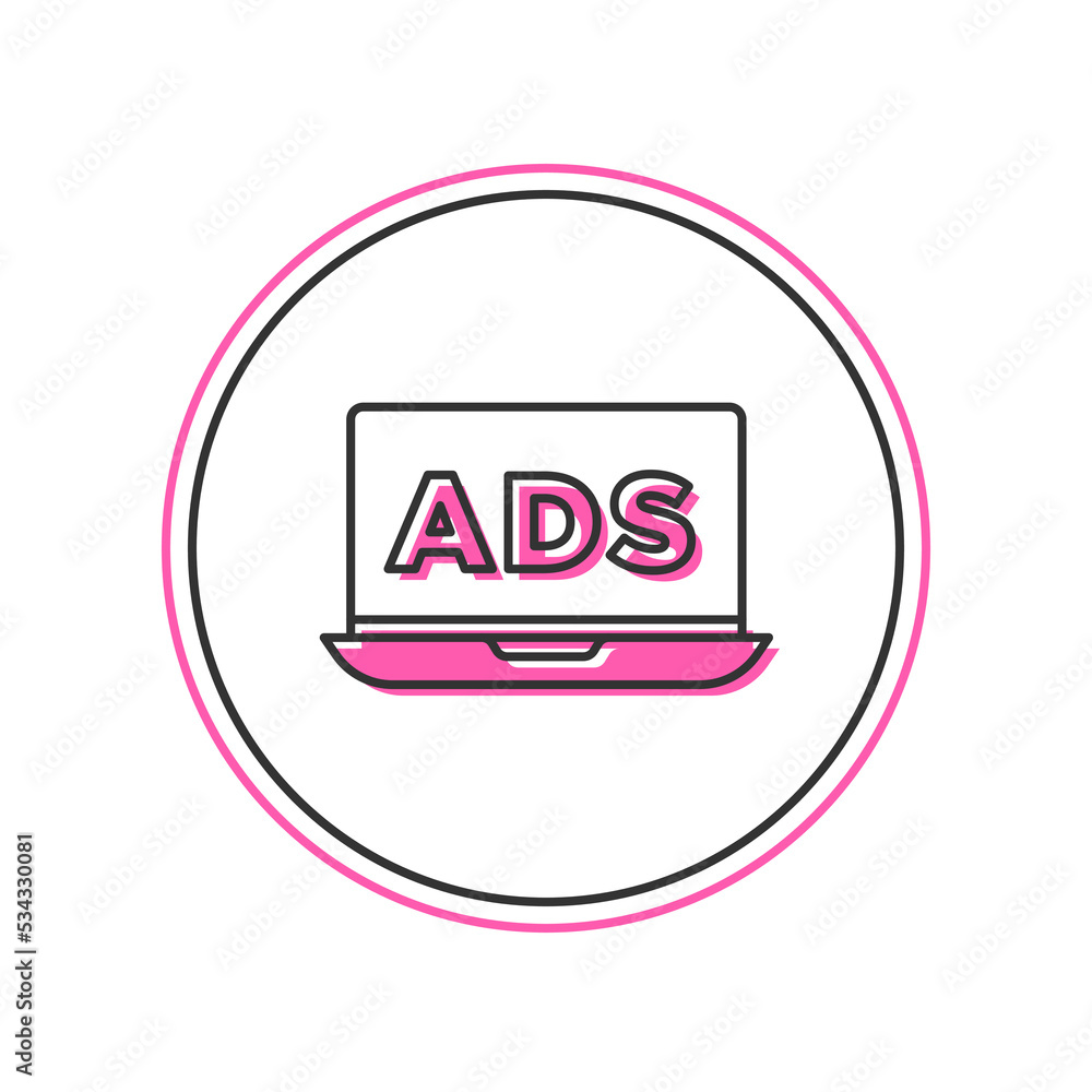 Filled outline Advertising icon isolated on white background. Concept ...
