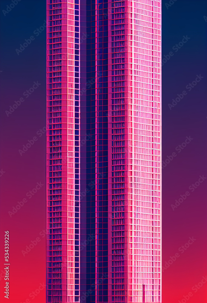 Anime Futuristic City one building Skyline Scenery Art Illustration ...