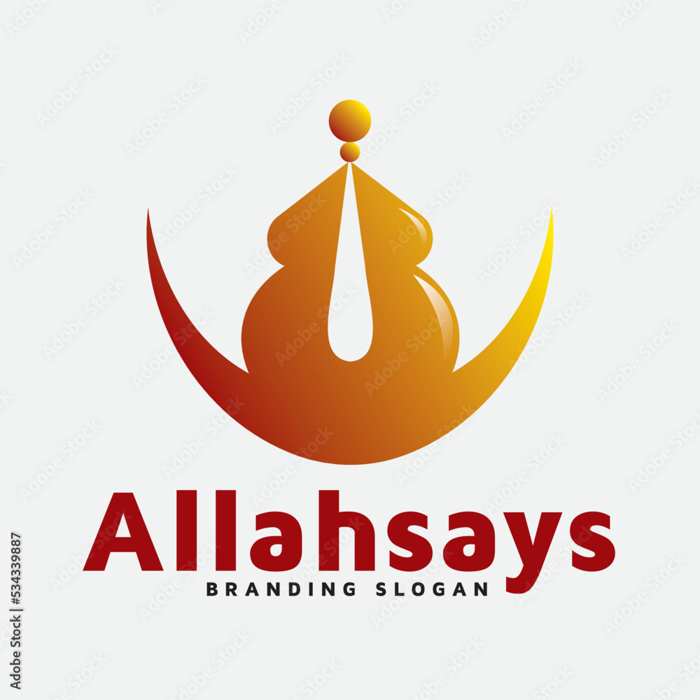 Almighty Allah and Prayer Mosque Logo Stock Vector | Adobe Stock