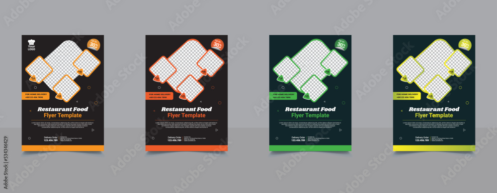 Restaurant Food Flyer Templates in four Design. these flyers are easy ...